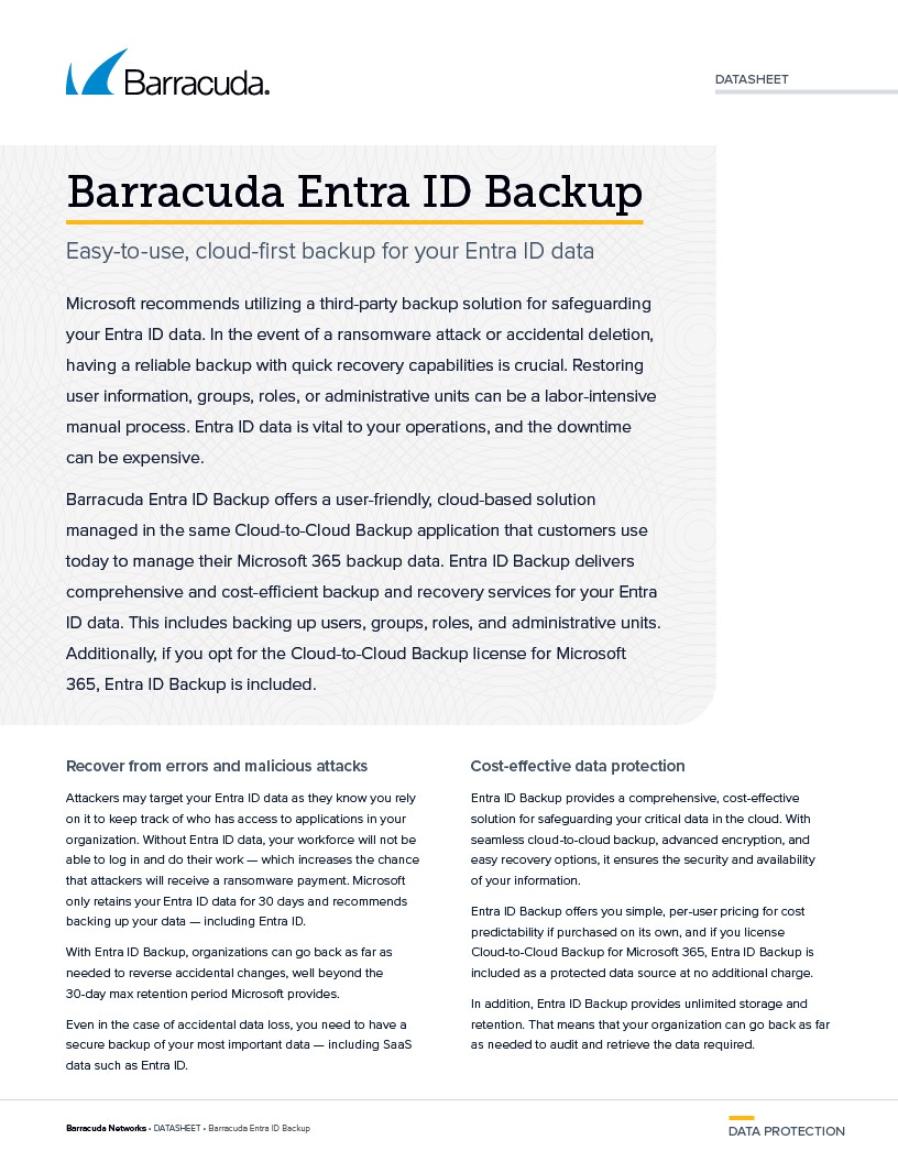 Barracuda Entra ID Backup | Barracuda Networks